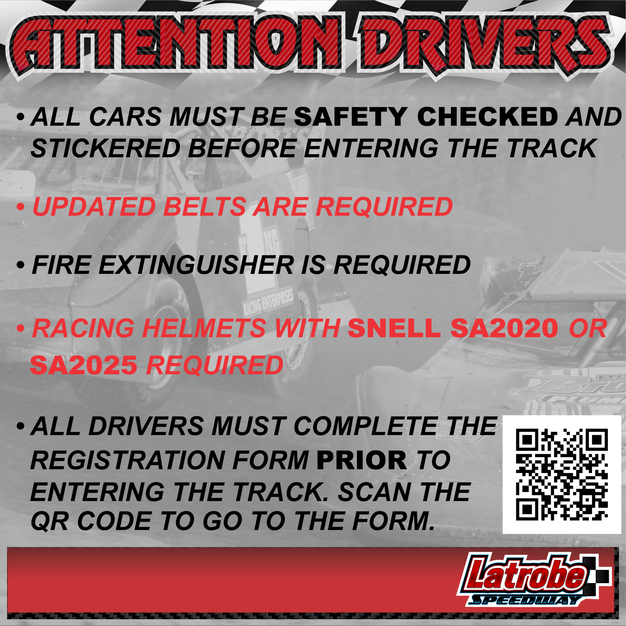 Safety Check & Drivers Registration – Latrobe Speedway
